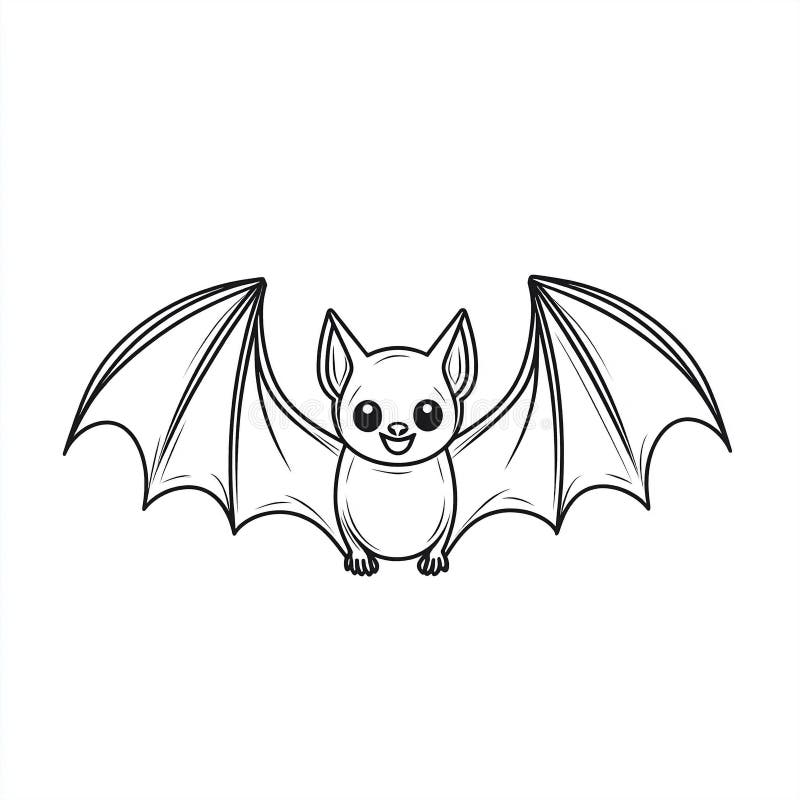 Simple Line Drawing of a Bat Icon Vector Graphic, Minimalist Cartoon ...