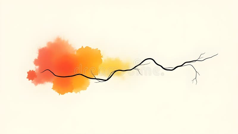 Simple Line Drawing with a Bold Splash of Color for Emphasis Stock ...