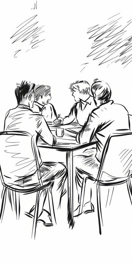 Simple Line Drawing of a Business Brainstorming Session. Stock ...