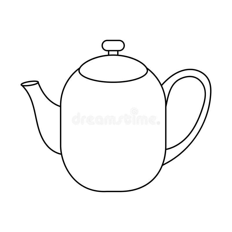 Simple Line Drawing of a Classic Teapot Icon Stock Illustration ...