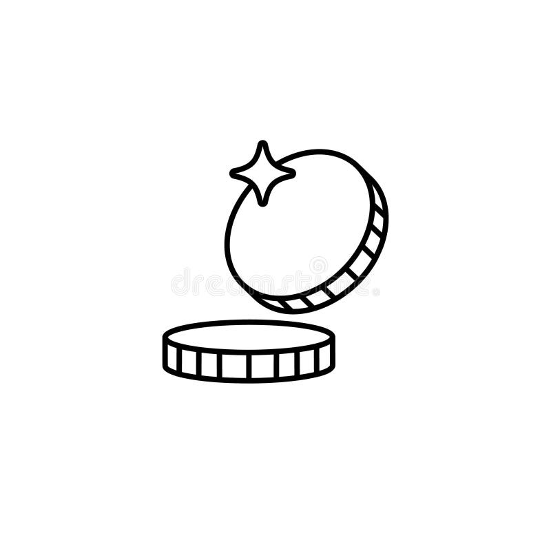 Simple Line Drawing of a Coin with a Star and a Circular Base Stock ...