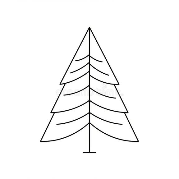 Simple Line Drawing of a Conifer Tree Stock Illustration - Illustration ...