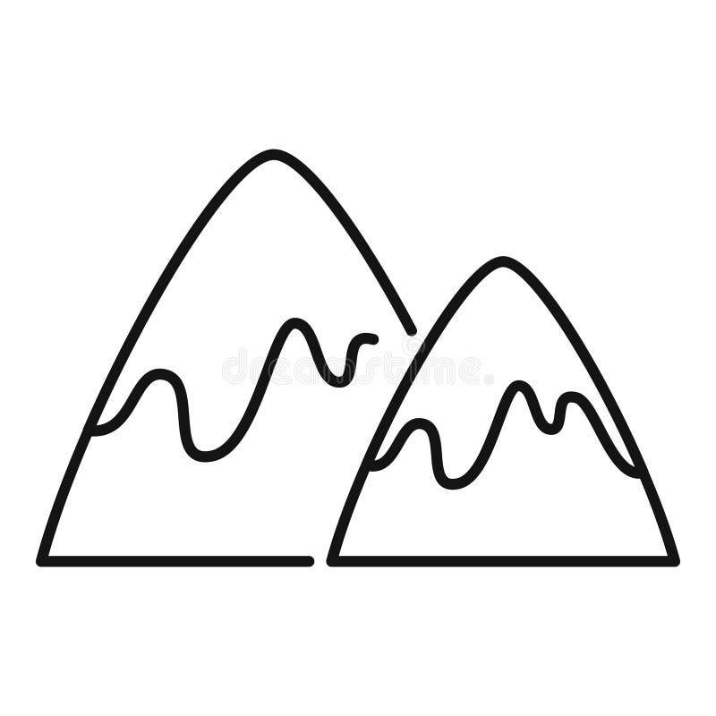 Line Drawing Representing Mountain Peaks Covered with Snow Stock ...