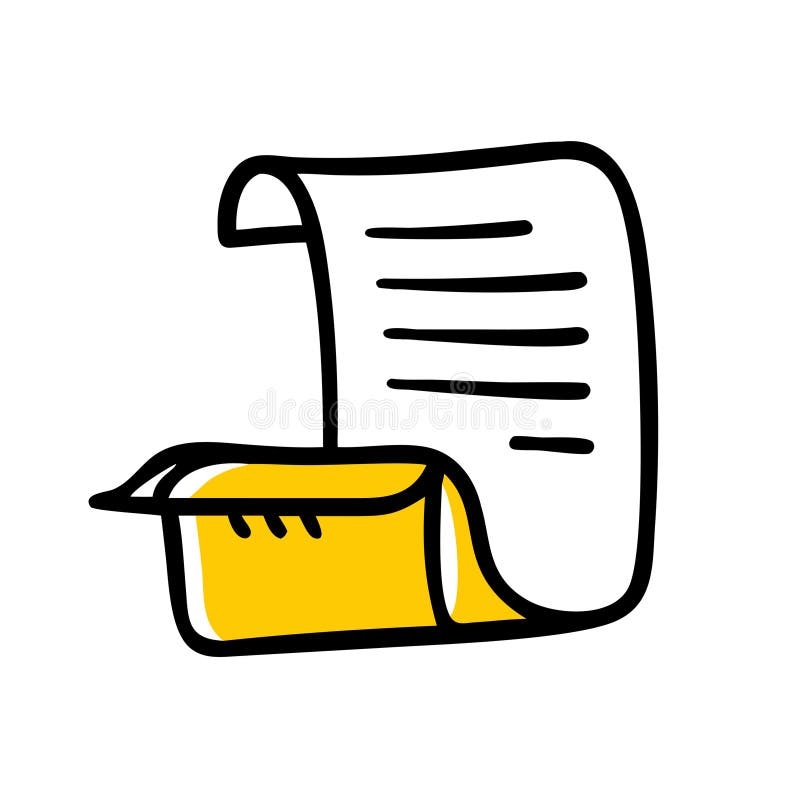 Simple Line Drawing Depicts a Scroll with a Yellow Stock Image ...