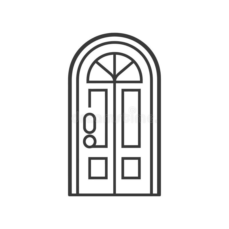 Arched Door with Double Doors and a Small Window Stock Illustration ...