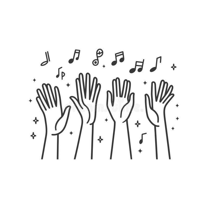 Joyful Hands Reaching for Musical Notes: Uplifting Celebration ...