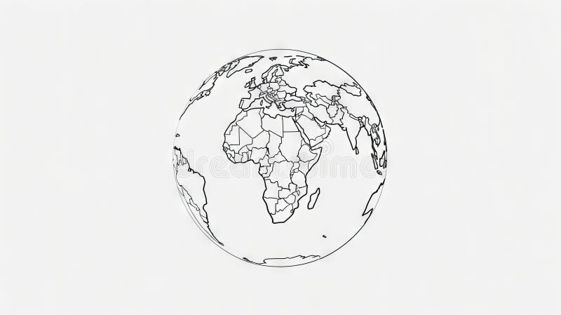 Simple Line Drawing of a Globe Stock Illustration - Illustration of ...