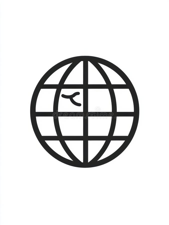 Simple Line Drawing of a Globe Symbolizing Global Connectivity and ...