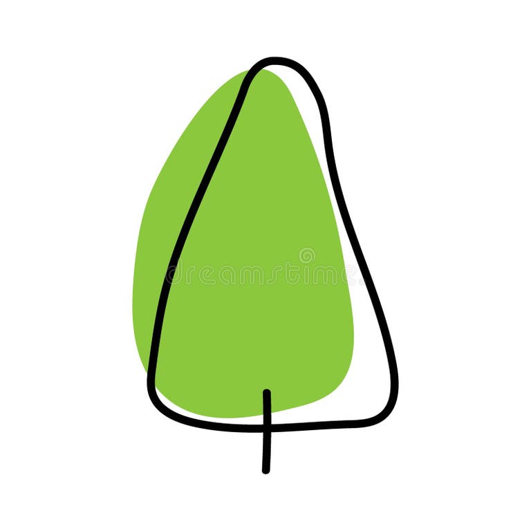 Simple Line Drawing of a Green Tree with a Modern, Minimalist Style ...