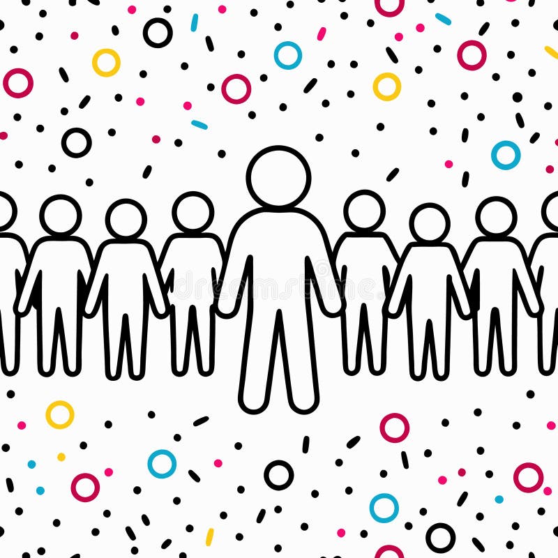 Simple Line Drawing of a Group of People, with the Figure in the Middle ...