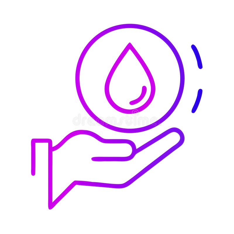 Simple Line Drawing of Hand Holding Droplet Inside Circle Symbolizing ...