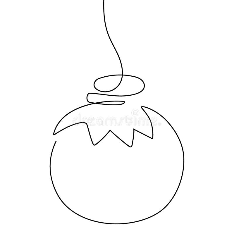 Simple Line Drawing of a Hanging Ornament with a Leaf Design on Top ...