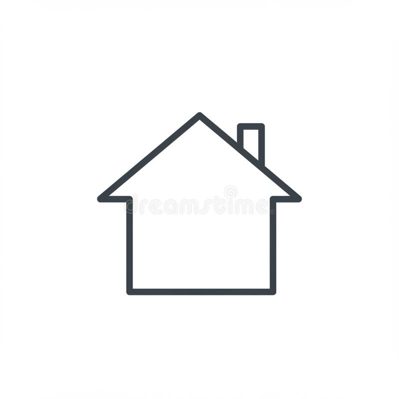 Simple Line Drawing of a House Icon on a White Background. Features a ...