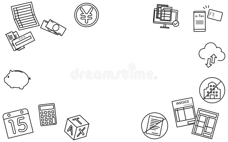 Simple Line Drawing Icon Set Frame for Tax Returns Stock Vector ...
