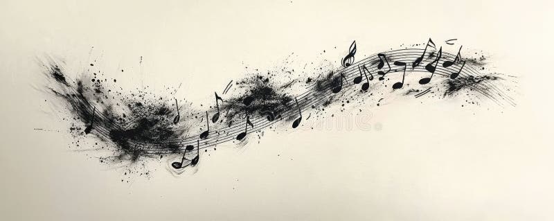 Elegant Line Drawing of a Musical Note Tattoo Design with Flowing ...