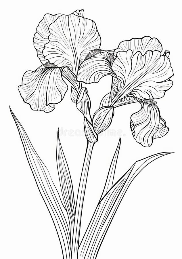 543 Iris Flower Black White Drawing Stock Photos - Free & Royalty-Free ...