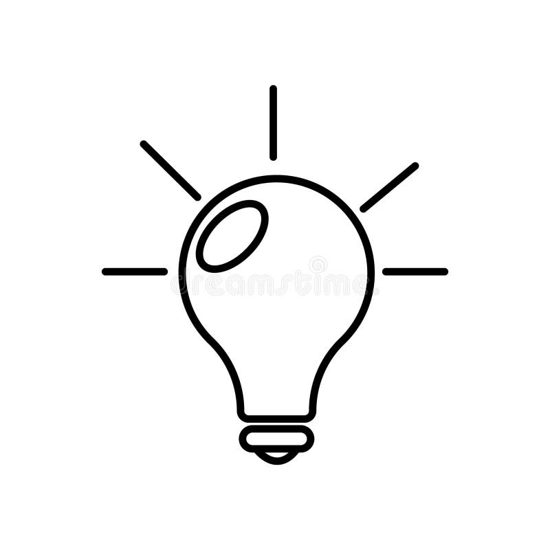 A Simple Line Drawing of a Light Bulb with Rays Emanating from the Top ...
