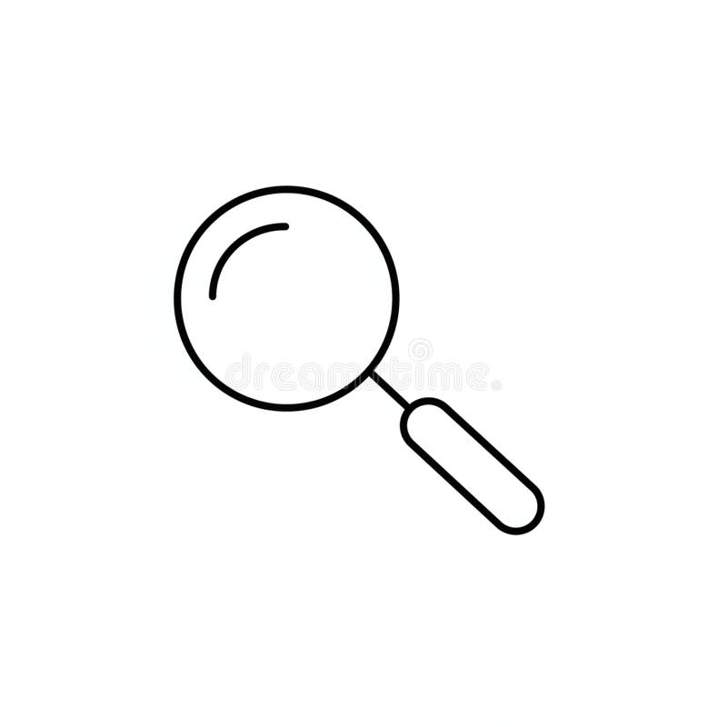 A Simple Line Drawing of a Magnifying Glass is Depicted. it Features a ...