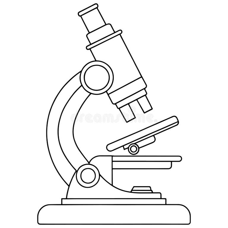 Simple Line Drawing of a Microscope for Science Education Stock Vector ...