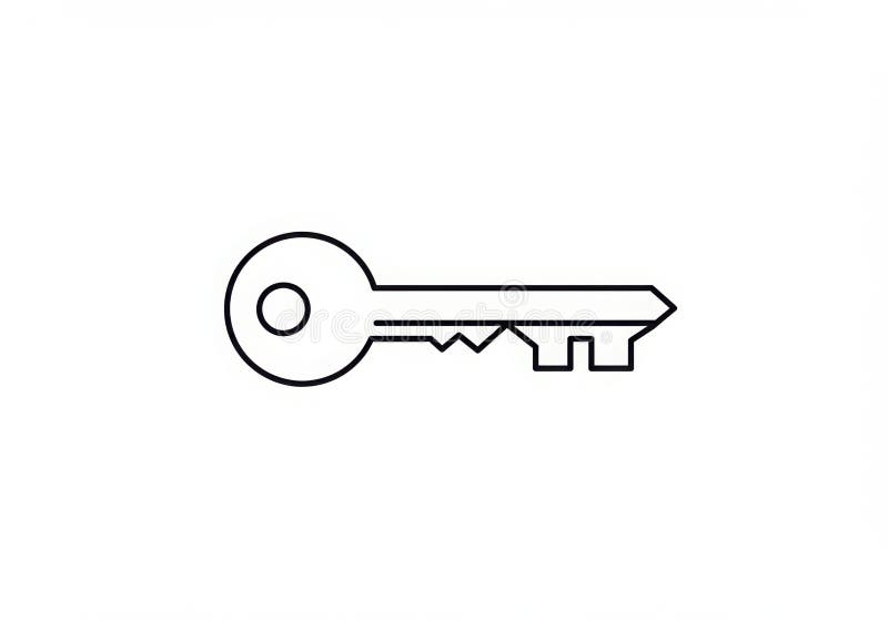 Simple Line Drawing, Minimalist Key Icon, Black and White, Graphic ...