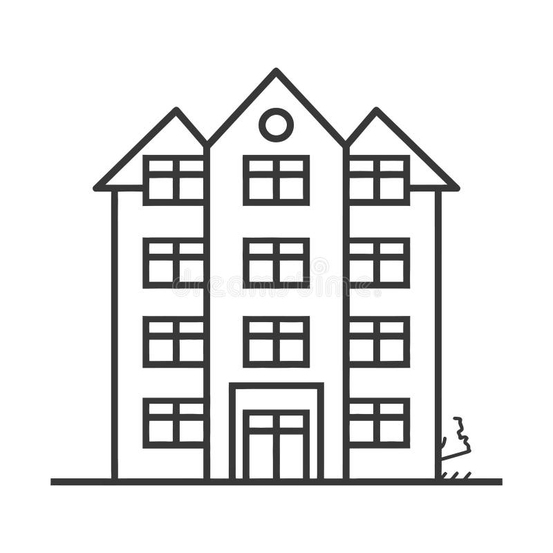 Simple Line Drawing of a Multi Story Building Stock Vector ...