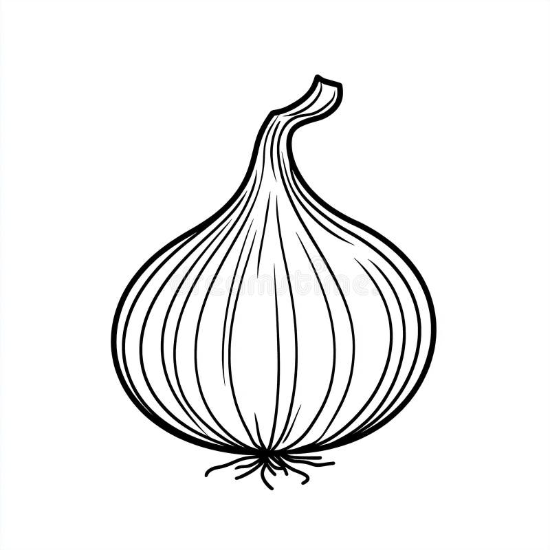 Simple Line Art of an Onion for Coloring Page, Vector Design Vegetable ...