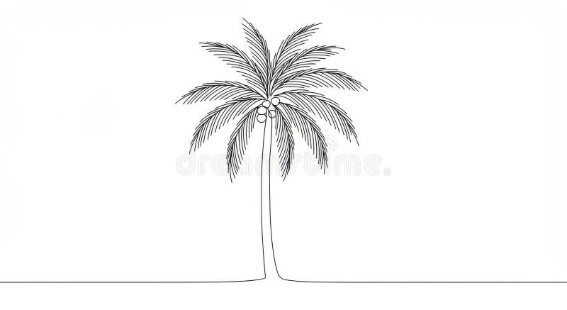 Simple Line Drawing of a Palm Tree Stock Illustration - Illustration of ...