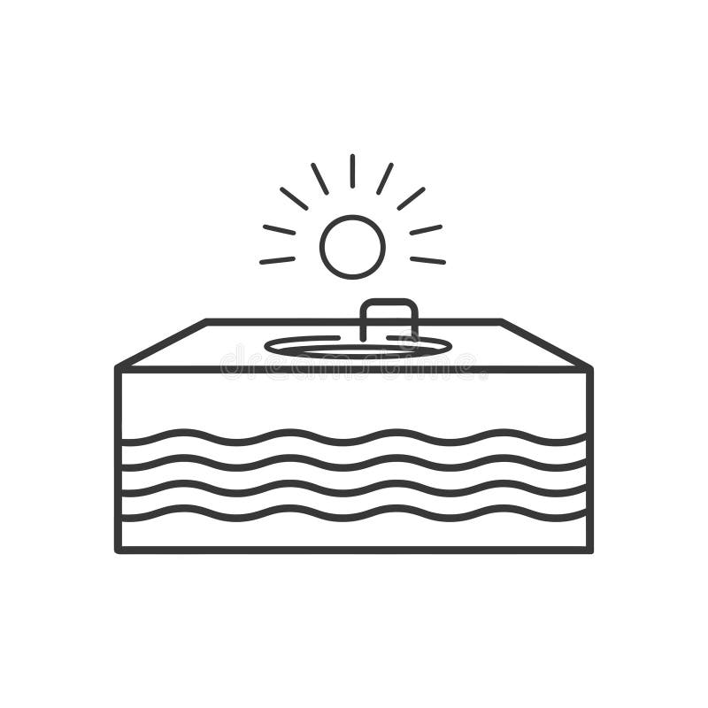 Sunny Day Swimming Pool Icon, Minimalist Line Art Design Stock Vector ...