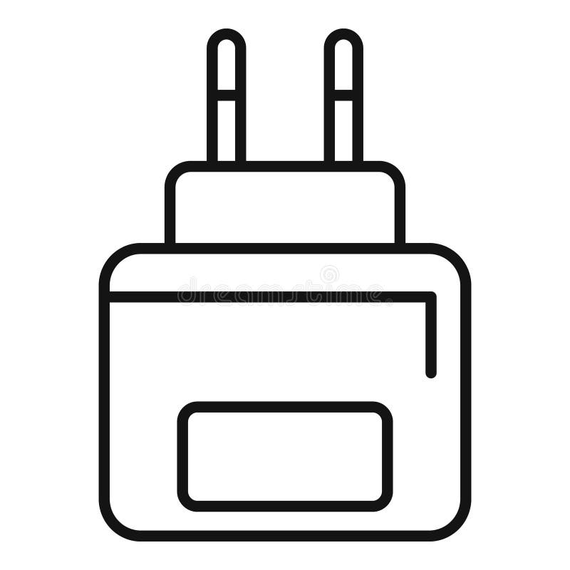 Simple Line Drawing of a Power Adapter Stock Vector - Illustration of ...