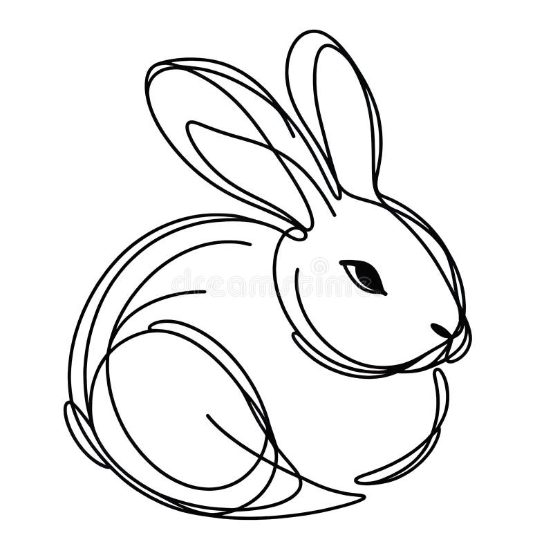 A Simple Line Drawing of a Rabbit on White Background Stock Photo ...