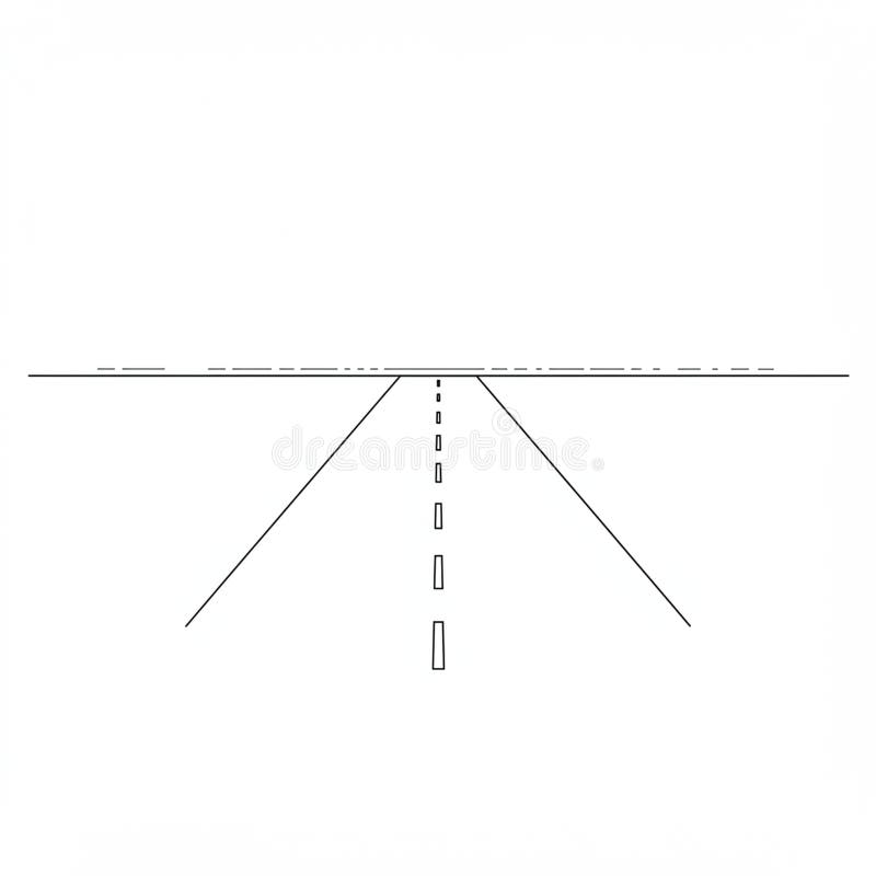 Simple Line Drawing of a Road Receding into the Distance, Illustrating ...