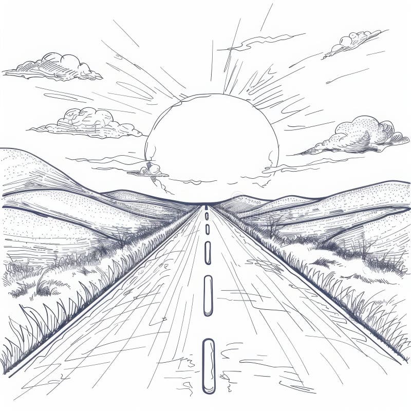 Simple Line Drawing of a Road To Success. Stock Illustration ...