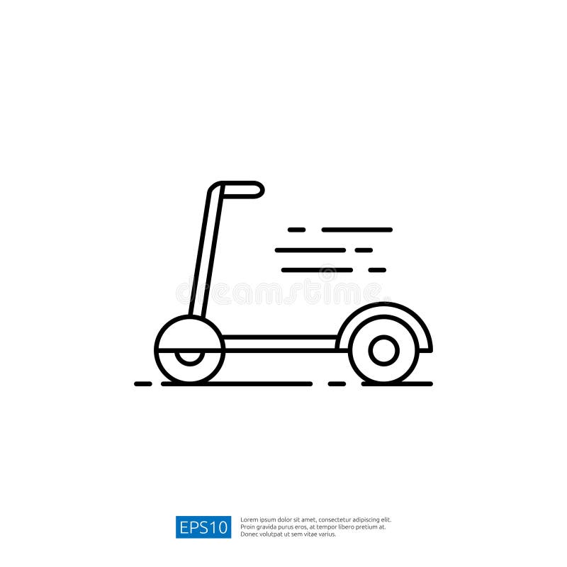 A Simple Line Drawing of a Scooter in Motion, Depicting Speed and ...