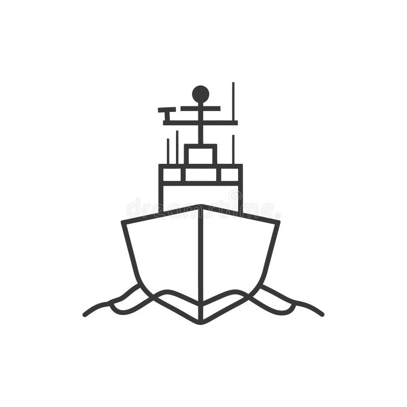 Simple Line Art Illustration of a Ship Sailing on the Ocean Stock ...