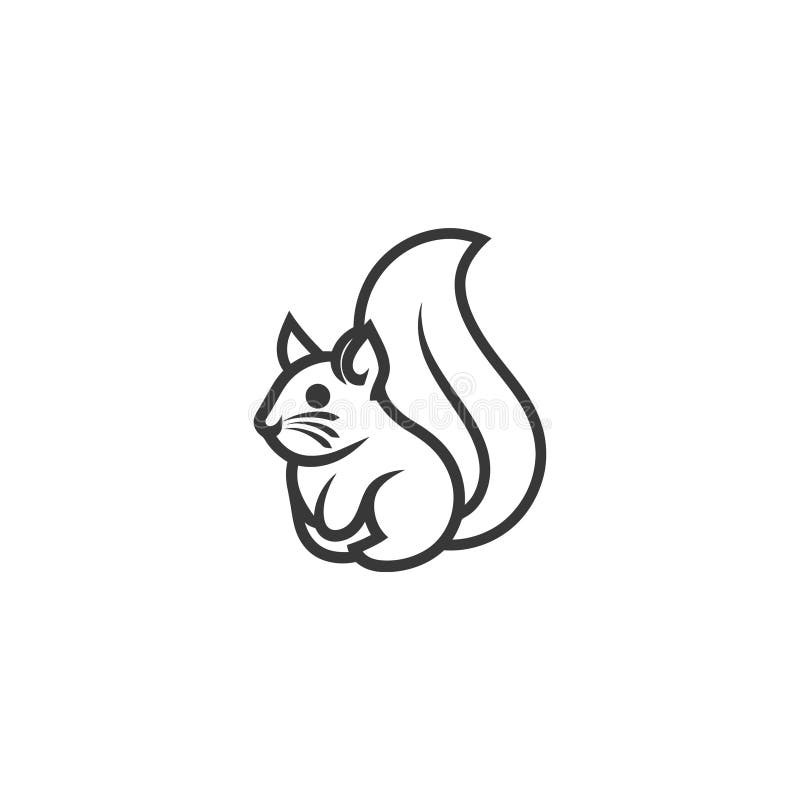 Charming Cartoon Squirrel Illustration, Simple Line Art Design Stock ...