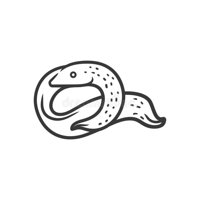 Line Drawing of a Spotted Eel with Its Body Curved into a Circle Stock ...