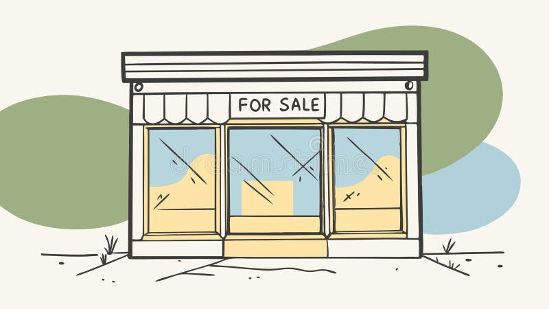 Charming Small Shop Building for Sale Sign Modern Design Illustration ...