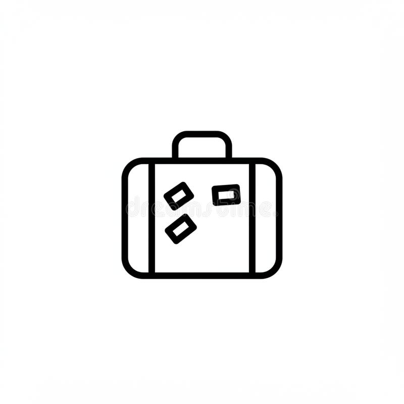Simple Line Drawing of a Suitcase with Rounded Edges and a Handle ...