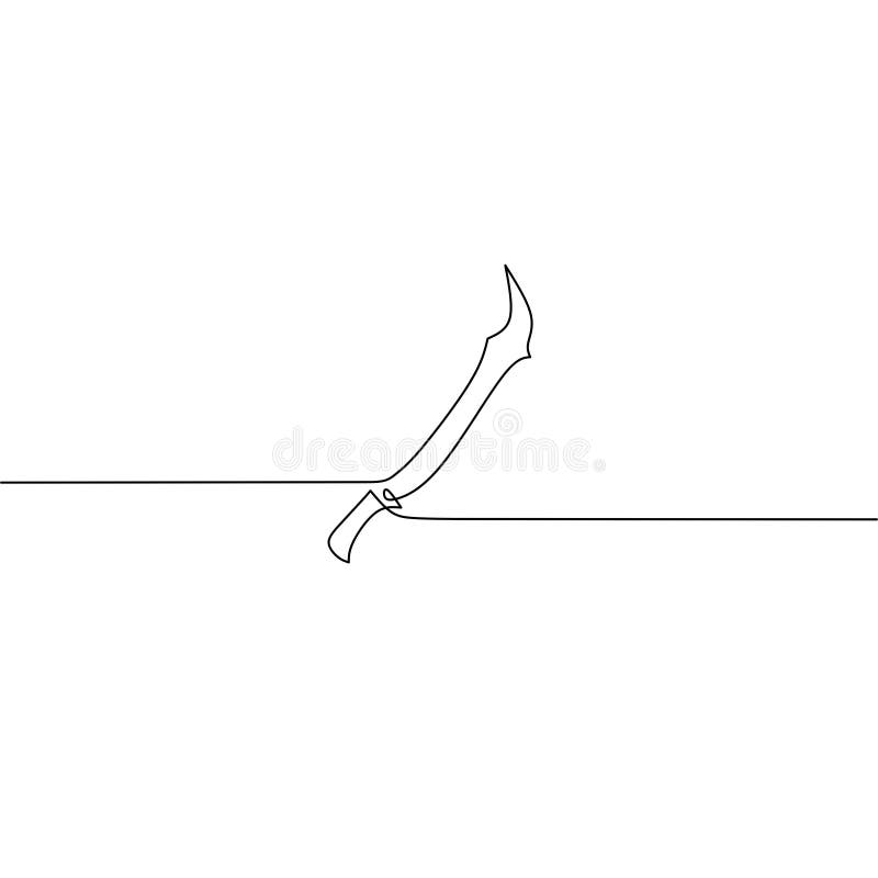 Simple Line Drawing of Sword Stock Vector - Illustration of competition ...