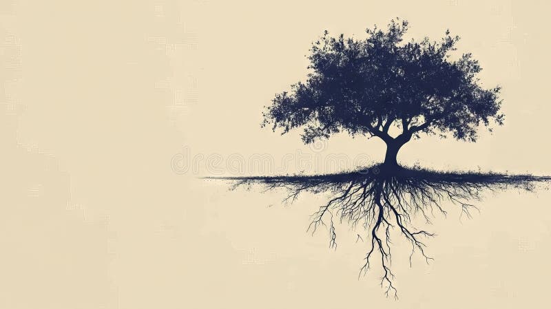 Simple Line Drawing Tree Roots Stock Photos - Free & Royalty-Free Stock ...