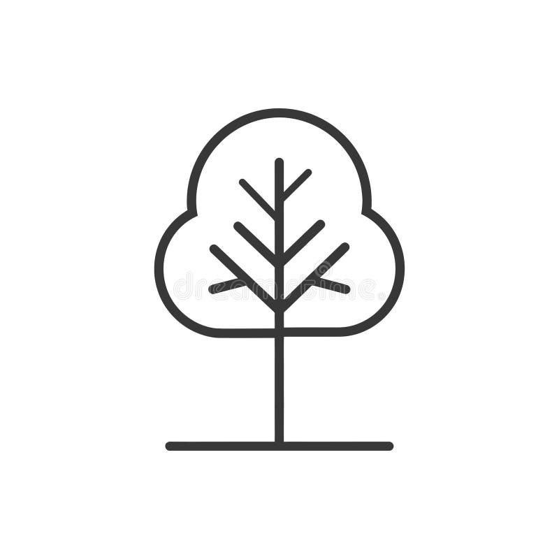 Simple Line Drawing of a Tree, Nature Icon, Minimalist Design Stock ...