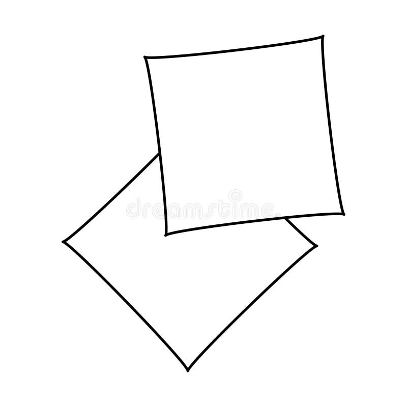 Simple Line Drawing of Two Overlapping Blank Sheets on a White ...