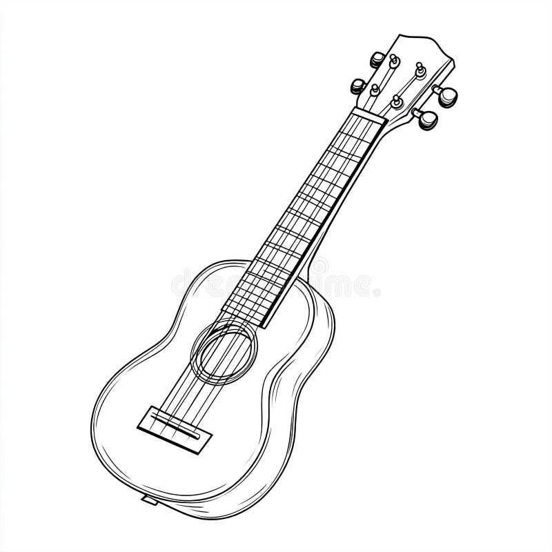 Simple Line Art Ukulele Illustration in Vector Style for Creative ...