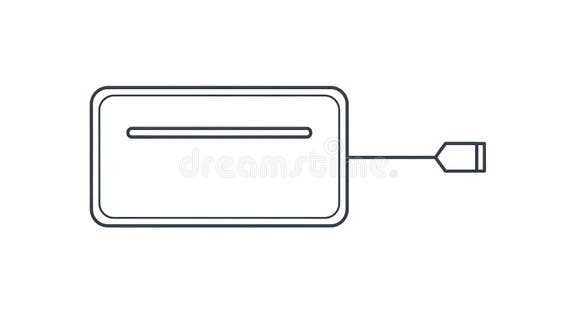 Simple Line Drawing of a USB Flash Drive Stock Illustration ...