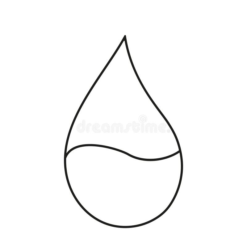 Simple Line Drawing of a Water Droplet with a Curved Surface Inside ...
