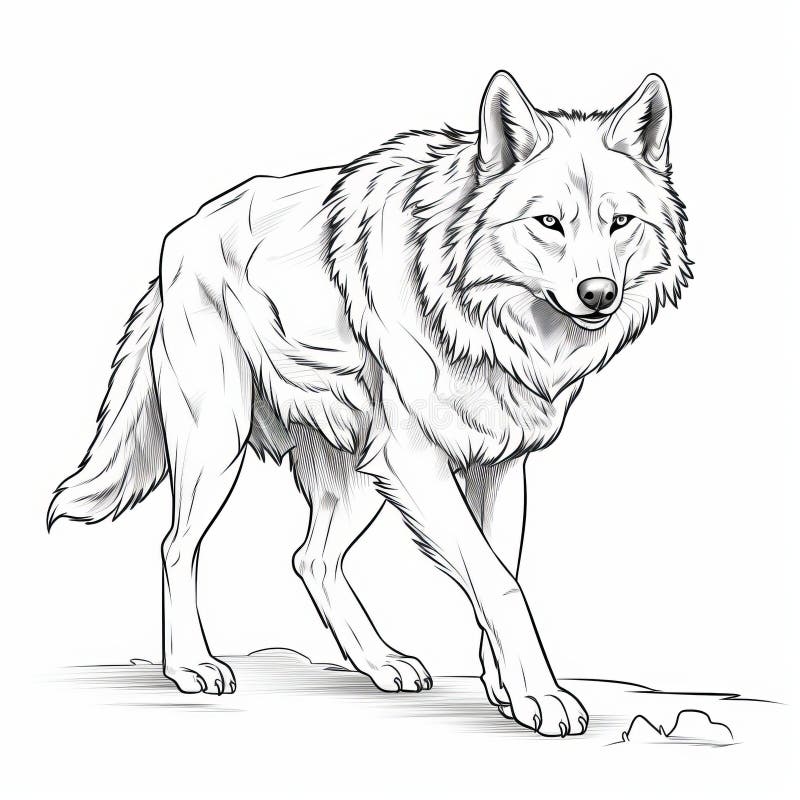 Simple Line Drawing of a Werewolf for Adventure Stock Illustration ...