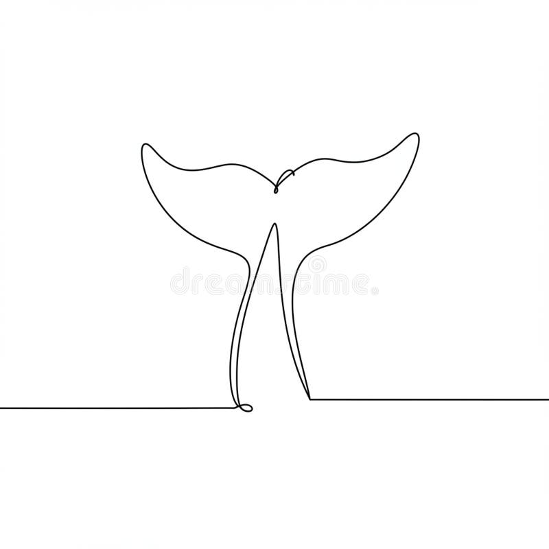 Simple Line Drawing of a Whale Tail, Depicted with a Continuous Line ...