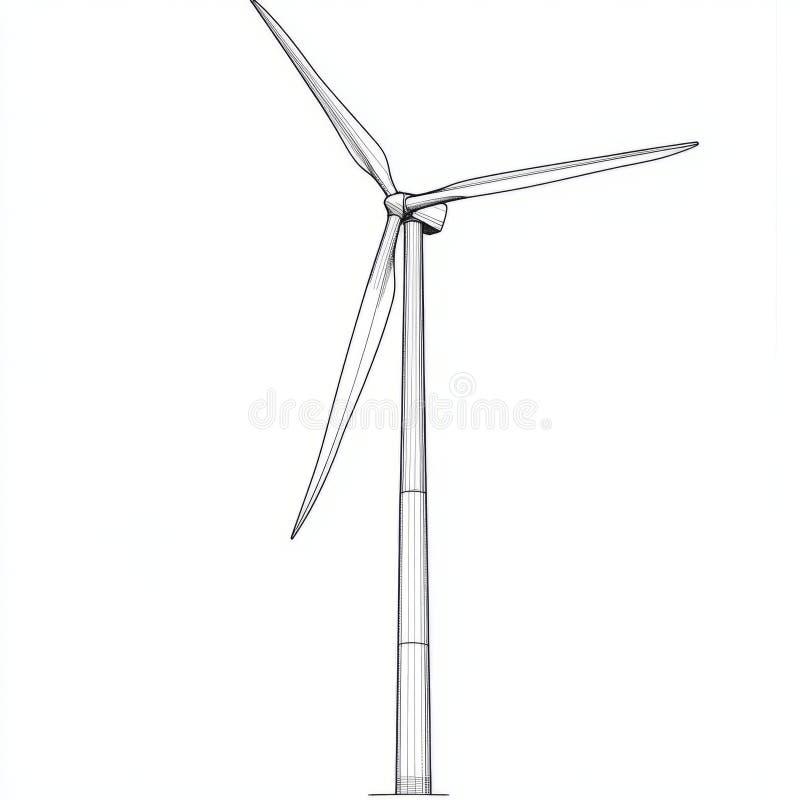 A Simple Line Drawing of a Windmill. Stock Illustration - Illustration ...