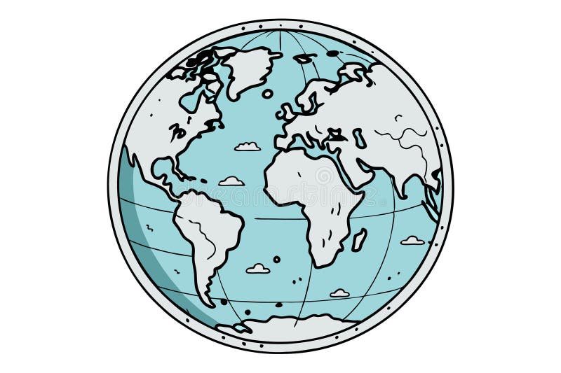 Simple Line Drawing World Map Illustration with Clean, Minimalistic ...