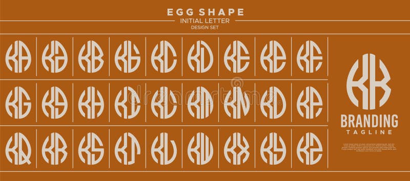 Simple Line Egg Shape Stamp Letter K KK Logo Design Set Stock Vector ...